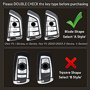 OLLEN Key Fob Cover Case, Fit for BMW 5 6 7 Series X1 X2 X3 X5 X6 GT Series, Metal Full Protection Key Fob Shell Case, Blade Shape, Gunmetal (1 Pcs)