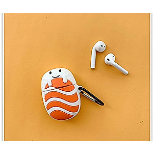 SGVAHY Case for Apple Airpods 1&2 Case Cover Cute Airpod Case Kawaii Cartoon Soft Silicone Creative Salmon Shape Airpods 2nd 1st Generation Wireless Charging Case Shockproof Protective Case (Salmon)