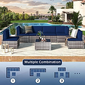 ElasignShopo Outdoor Cushion Covers 14Pcs Patio Furniture Cushions,Waterproof Replacement Patio Cushions with Zipper, Patio Seat Cushions,Outdoor Sectional Chair Cushions Slipcovers for Sofa,3 Sizes