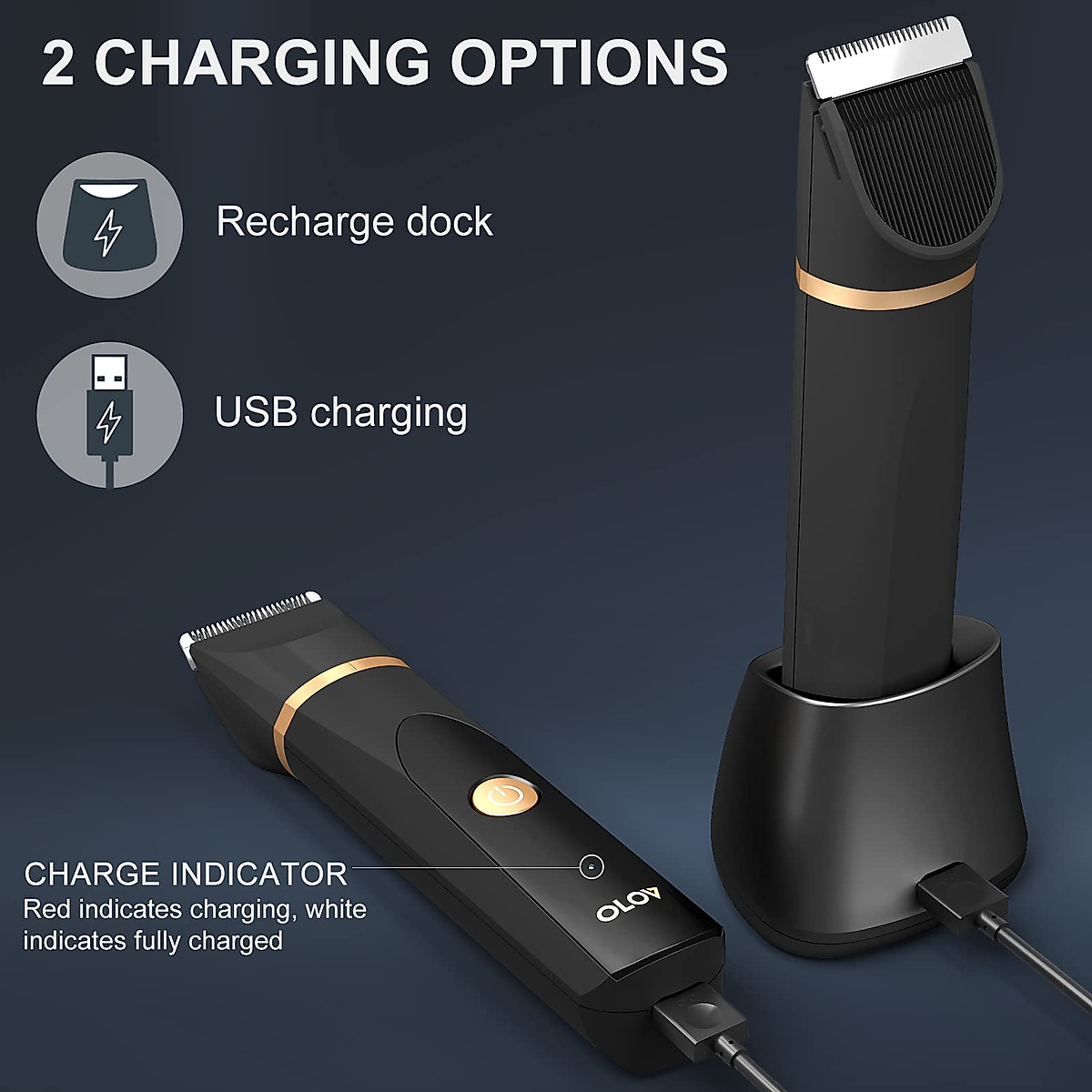 Replacement Charging Base for OLOV Groin Hair Trimmer, USB Recharge Dock & Charging Stand Compatible for OLOV Trimmer, Charging Dock with USB Power Cord (Black)