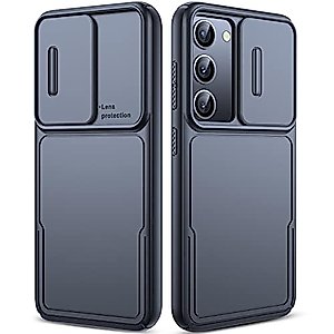 Simtect Compatible with Samsung Galaxy S23 Case with Camera Cover [12FT Mil-Grade Shockproof] [Anti-Scratch& Anti-Fingerprint]Slim Protective Silicone Bumper Phone Case for Samsung S23 Case 6.1" Black