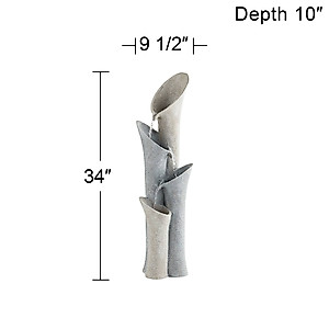 Bell Modern Zen Outdoor Floor Tiered Water Fountain 34" High Cascading Decor Faux Stone for Garden Patio Backyard Deck Home Lawn Porch House Relaxation Exterior Balcony - John Timberland