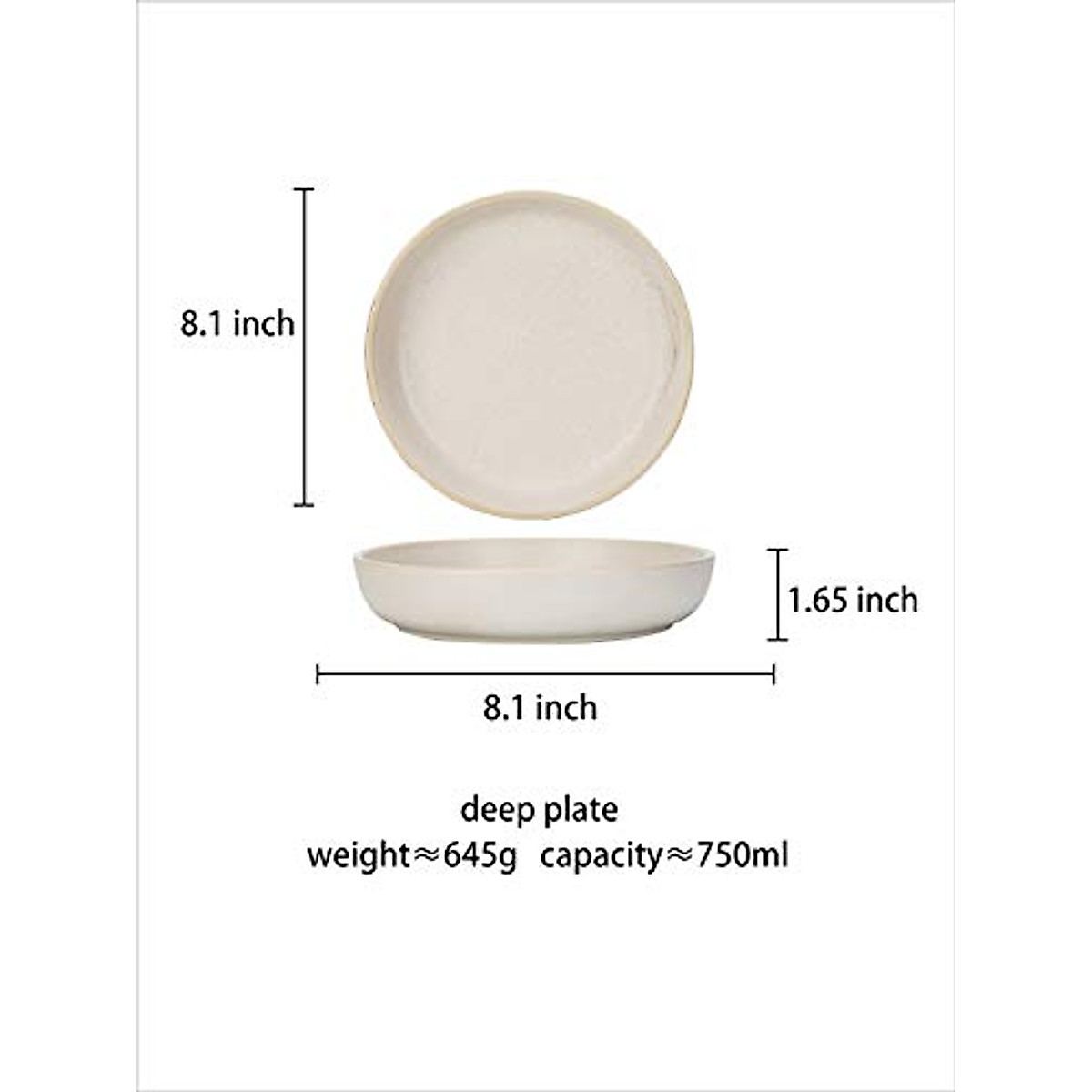 MDZF SWEET HOME 8-Inch Deep Porcelain Dinner Dishes Set, Pasta Bowls, Matte Glaze Serving Dishes Salad Dessert Bowls - 25 Oz - Set of 4