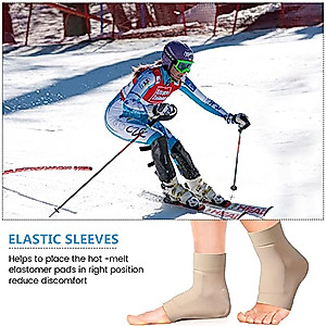 Nuanchu 2 Pairs lace Bite Gel Pads Ice Skating Padded Protection Socks Malleolar Sleeves Protection of Front Foot Shin Achilles Tendon Heel Protector Compression Padded Socks Elastic Pad Sleeve