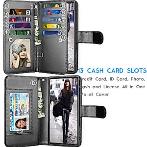 Galaxy Note 10 Plus Case, Galaxy Note 10+ Wallet Case, Luxury Cash Credit Card Slots Holder Carrying Folio Flip PU Leather Cover [Detachable Magnetic Hard Case] Kickstand for Samsung Note10+ [Black]