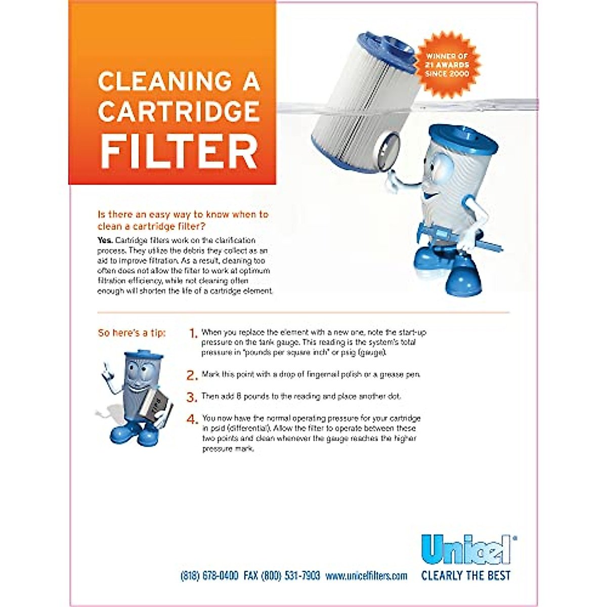 Unicel C8409 Swimming Pool and Spa Replacement Filter Cartridge for Hayward CX900 RE, Sta Rite 25230 0095S, Waterway 817 0100N, Pleatco PA90, Filbur FC1292 C8409