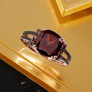 Ross-Simons 4.00 Carat Garnet and .31 ct. t.w. Red Diamond Ring in 14kt Rose Gold. Size 8