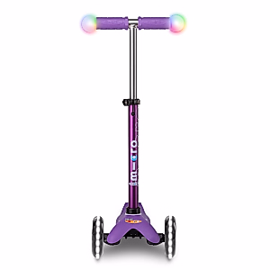 Micro Kickboard - Mini Deluxe Magic with Light-up Handlebars, and LED Light-up Wheels, 3-Wheeled, Lean-to-Steer, Swiss-Designed Micro Scooter for Kids, Ages 2-5 (Purple)
