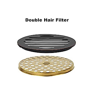 kilofly Black Square 4" Shower Floor Sink Strainer Removable Cover Drainage