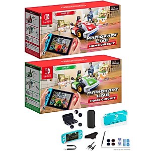 GALLIUMPI Newest Nintendo Mario Kart Live: Home Circuit - Mario Set and Luigi Set Edition - Family Holiday Gaming for Nintendo Switch or Switch Lite 10-in-1 Accessory Bundle for Nintendo Switch Lite
