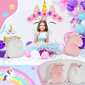 Maitys 2 Pcs Decorative Unicorn Pillows for Girls Bedroom Gift for Christmas Large Soft Unicorn Throw Pillows White Pink Fluffy Plush Stuffed Animal Pillows Birthday Baby Shower Cute Home Decor