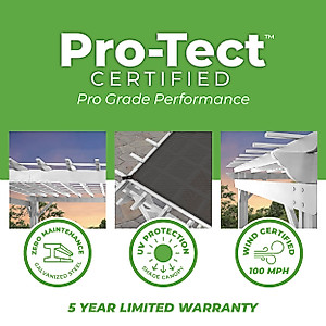 Backyard Discovery 16x12 ft Hawthorne White Galvanized Steel Pergola w/Soft Sail Shade, Spacious, Rust Resistant, UV Protection, Resist Winds Up to 100 MPH, Durable, Powerport USB & Electrical Outlet