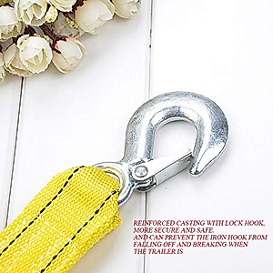 Tow Straps Heavy Duty with Hooks Double-Layer Towing Strap 2” x 13’ | 10000 LB Capacity Trailer Belt for Cars Trucks Jeeps Boats and More,Tow Rope Yellow