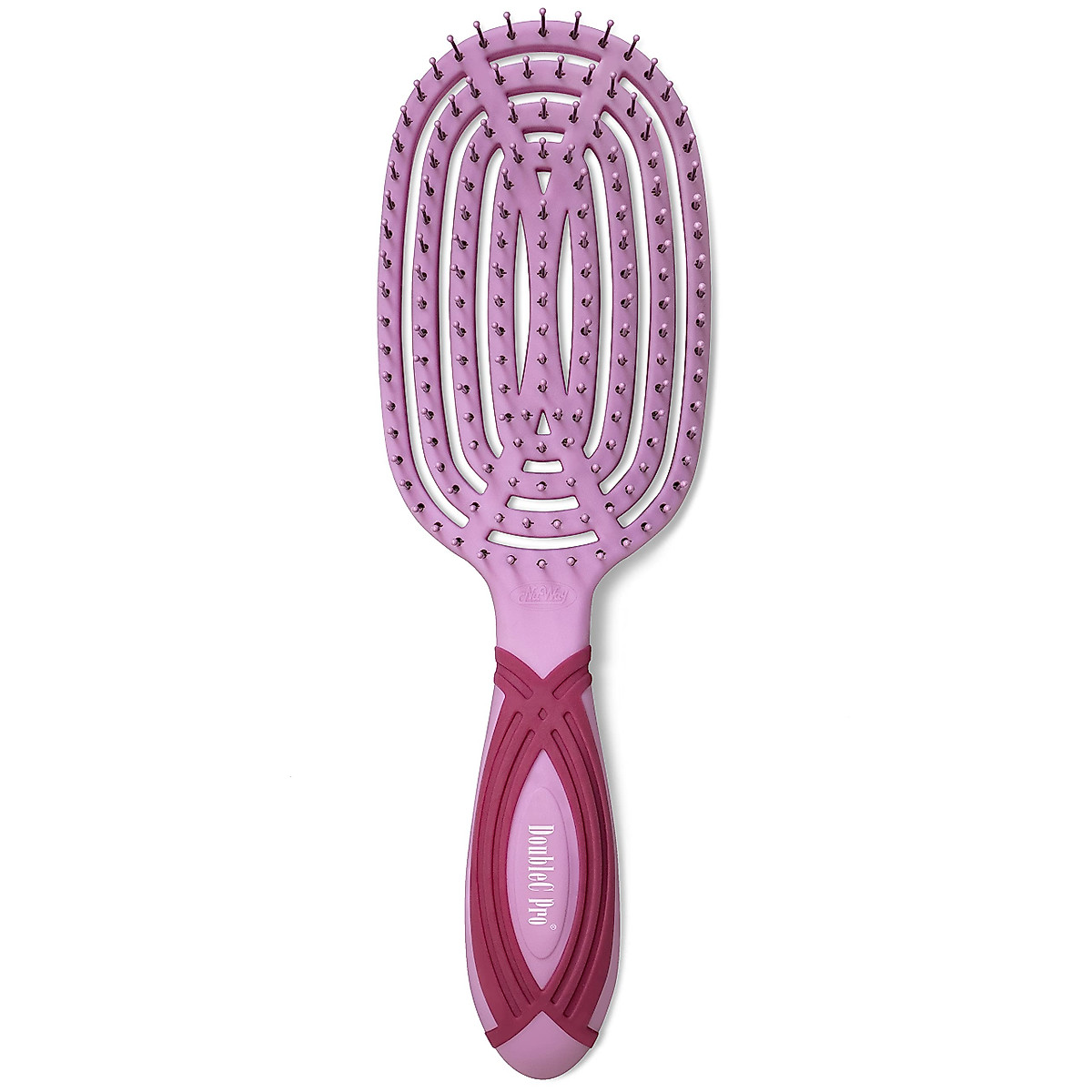 NuWay 4HAIR DoubleC PRO U.S. Patented Double Curved Detangling Brush is Hair Dryer Safe (Red Violet)