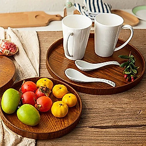 Fdit Wood Serving Plate Tray for Dessert Cake Coffee Red Tea Kitchen or Restaurant Using (33cm / 12.99 inch)