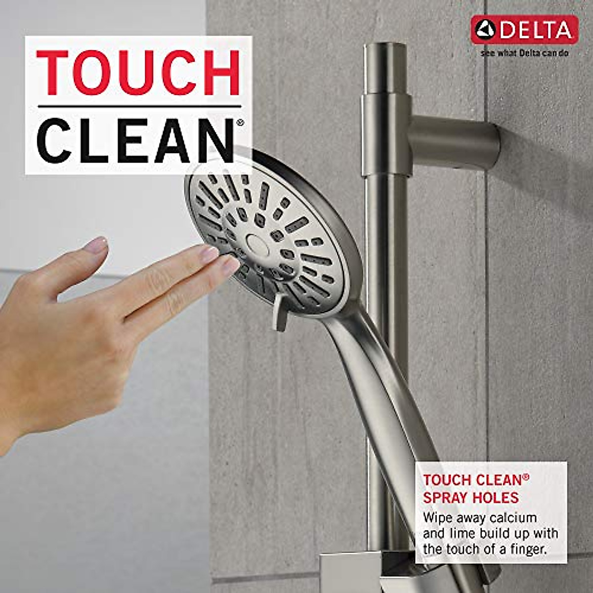 DELTA FAUCET 51361-SS Hand Shower 1.75 GPM w/Slide Bar 4S Handshower, Stainless
