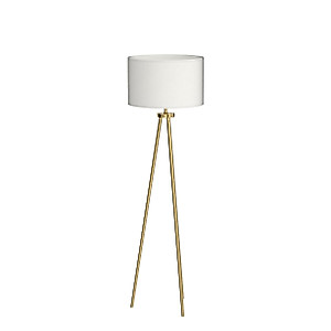 Alldio Tripod Floor Lamps for Living Room, Modern Standing Lamp with Drum Shade, Simple Industrial Tall Lamp, 9W LED Bulb Included - Brass
