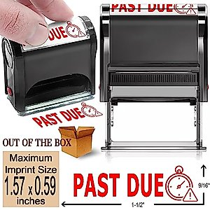 Bertiveny Office Stamps - Custom Self Inking Past Due Stamps for Business Supplies in Red