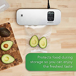 FoodSaver Space Saving Vacuum Sealer Machine with Sealer Bags and Roll for Airtight Food Storage and Sous Vide, Silver