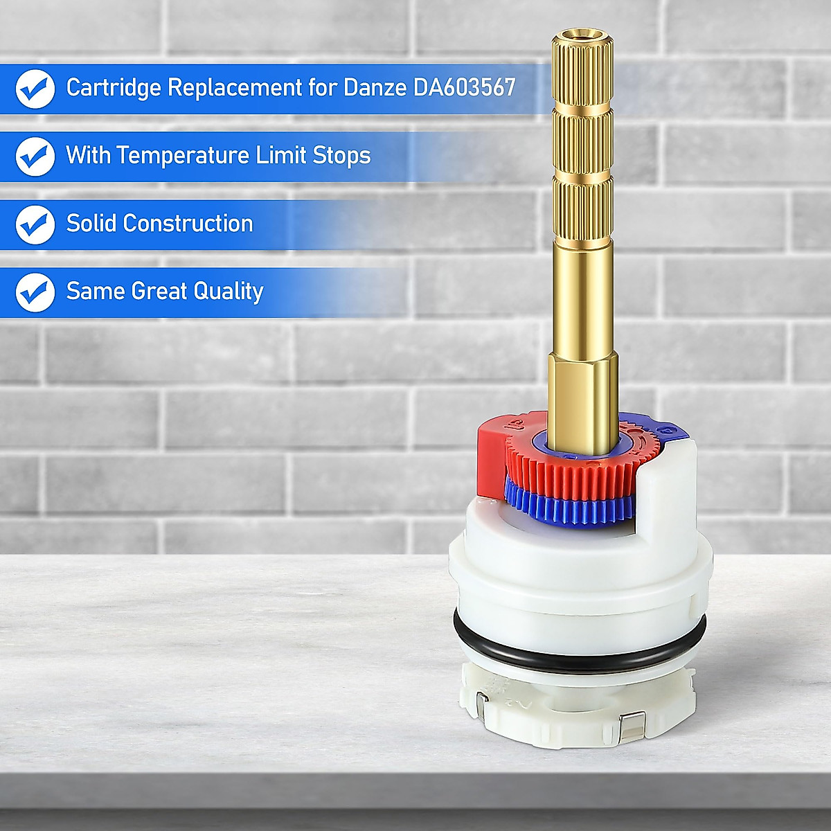 Dreyoo Round Stem Washerless Cartridge Compatible with Danze DA603567, Shower Cartridge Compatible with Glacier Bay and Pegasus Single Handle Tub/Shower Faucets with Temperature Limit Stops