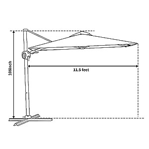EAST OAK Patio Umbrella, 9x11.5ft Rectangular Outdoor Umbrella, Large Offset Cantilever Umbrella with 360° Rotation, Heavy Duty Windproof and UV Resistant Sun Umbrella for Proch, Garden, Mountain Grey