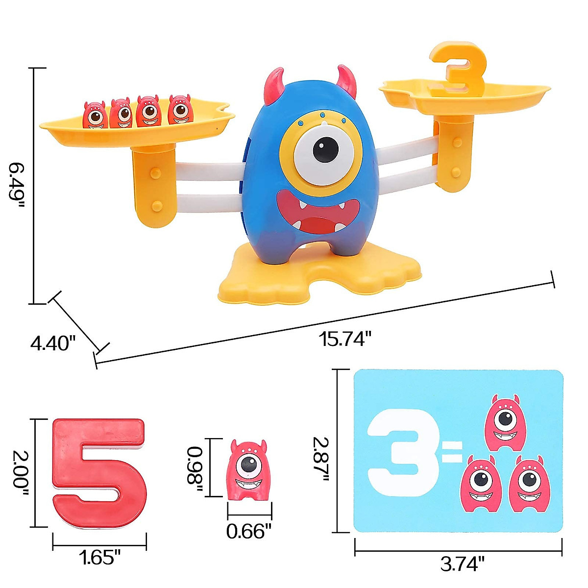 KANKOJO Monster Balance Cool Math Game for Age 3-5, Toddler Learning Resources Number Blocks Preschool Games, Kids STEM Montessori Educational Toys Gifts for 4 Year Old Boys Girls