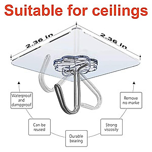 BASHO FAN Wall Hooks Robe Towel Hooks - 26 Packs Transparent Waterproof Sticky Hooks Oilproof Seamless Shower Hooks Stick Coat Hooks