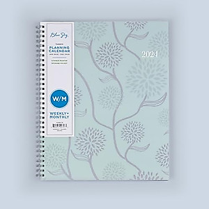 Blue Sky 2024 Weekly and Monthly Planner, January - December, 8.5" x 11", Frosted Cover, Wirebound, Rue Du Flore (101602-24)