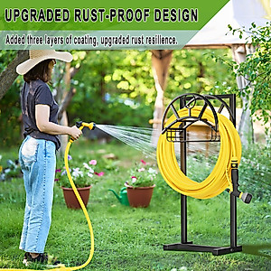 Yalivon Garden Hose Holder Freestanding, Water Hose Holder Stand Holds 160-Feet Hose, Heavy Duty Hose Stand Hose Hanger Outdoor Hose Organizer Sturdy Garden Hose Storage Rack for Outside