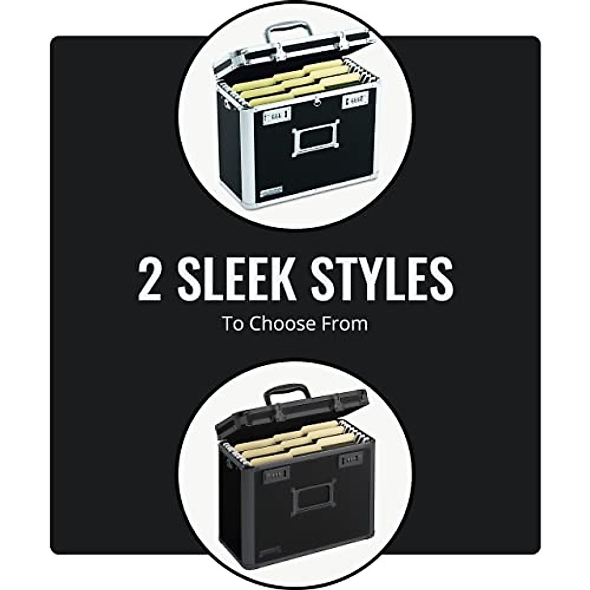 Vaultz File Organizer Box - 14 x 7 x 12.19 Inch Letter Size, Portable Locking Storage Totes with Dual Combination Locks for Filing Office Documents - Black