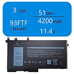51Wh 93FTF Laptop Battery for Dell Latitude 5280 5480 5580 5590 5490 5288 5290 5290 5488 5495 E5280 E5480 E5580 E5490 E5590 E5480 E5290 E5591 Precision 15 3520 3530 D4CMT 83XPC 4YFVG 3DDDG