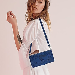 XYX Wallet Case Compatible with Oppo Realme 7 Pro, Emboss Butterfly Flower PU Leather Flip Protective Case with Adjustable Shoulder Strap for Realme 7 Pro, Blue