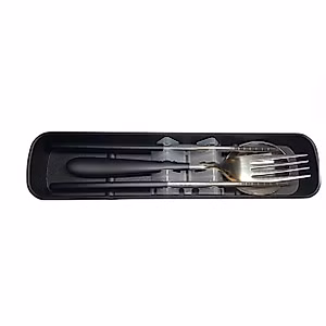 Travel Stainless Steel Utensils - Spoon Fork & Chopsticks with Box - Portable Active