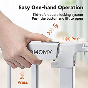 COMOMY 198" Baby Gate Extra Wide, Dog Gate Pet Gate for House Stairs Doorways Fireplace, Adjustable 3 in 1 Play Yard Child Safety Gate, Auto Close, Hardware Mounted (30" Tall, White)