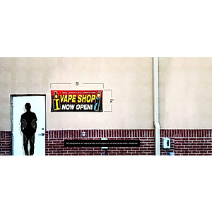 Vape Shop Now Open Banner (2ft X 5ft) Yellow Sign Advertisement Display Accessories Poster Lounge