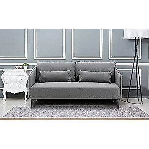 COSVALVE Grey Loveseat 59 inch Upholstered Couch, Small Spaces Modern 2-seat Sofa Fabric LoveSeat Grey Furniture for Living Room Bedroom Office Small Apartment,Metal Leg Loading 880LB
