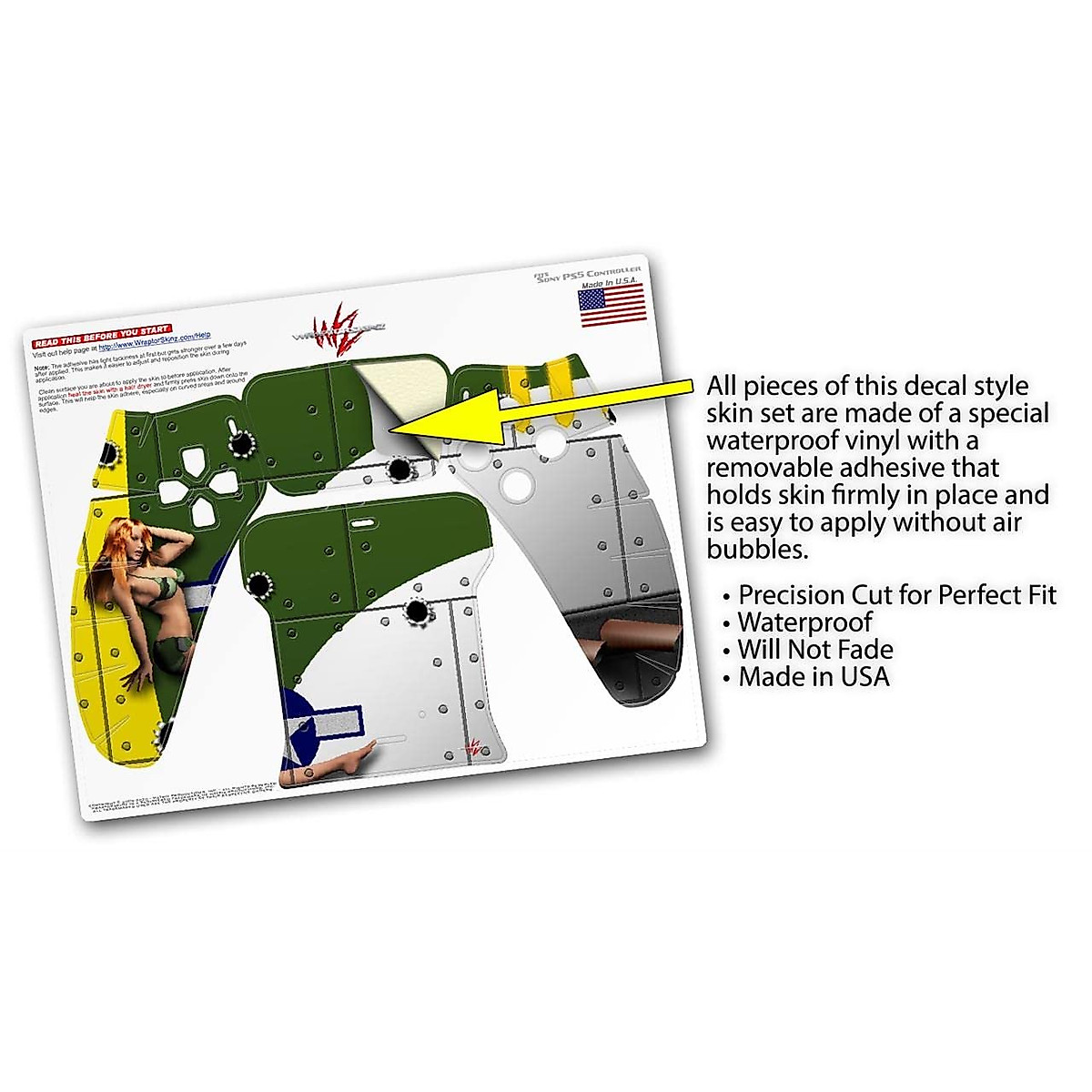 WraptorSkinz Skin Wrap compatible with Sony PS5 DualSense Controller WWII Bomber War Plane Pin Up Girl (CONTROLLER NOT INCLUDED)