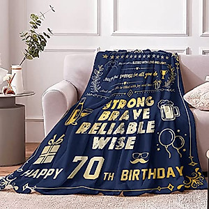 70th Birthday Gifts for Men, 70th Birthday Gifts for Him, 70 Year Old Birthday Gifts for Men, 70th Blanket 70th Birthday Decorations for Men, Gift for 70th Birthday Men, Navy Blue Blanket 60Lx50W Inch