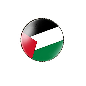 vmcoatdu Round 1 Inch Palestine Flag Pin International Travel Brooch Metal and Glass Revivalism Style Souvenir Badge for Hat Clothes Backpack