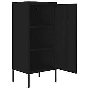 GOLINPEILO Metal Storage Cabinet with Single Doors and 2 Adjustable Shelves, Steel Garage Storage Cabinet File Cabinet Counter Cabinet for Home Office, Garage, Gym, School, 16.7"x13.8"x40" Black
