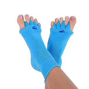 My Happy Feet Foot Alignment Socks with Toe Separators for Men or Women | Light Blue (Medium)