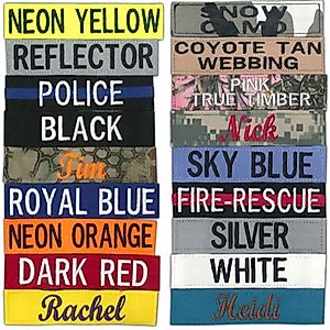 Northern Safari Custom Uniform Name Tapes, 56 Fabric Options, Different Font Styles Available in 5 Sizes!! Made in Wisconsin USA. Ships in 24 Hours!