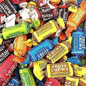 LaetaFood Tootsie Roll Chewy Candy, Assorted Taffies Fruit & Chocolate Flavors (1 Pound Bag)