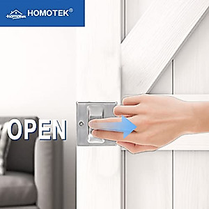 HOMOTEK Privacy Pocket Door Pull Without Switch Plate - Replace Old Or Damaged Passage Sliding Door Pull No Lock Quickly and Easily, 2-3/4”x2-1/2”, for 1-3/8” Thickness Door, Brushed Nickel