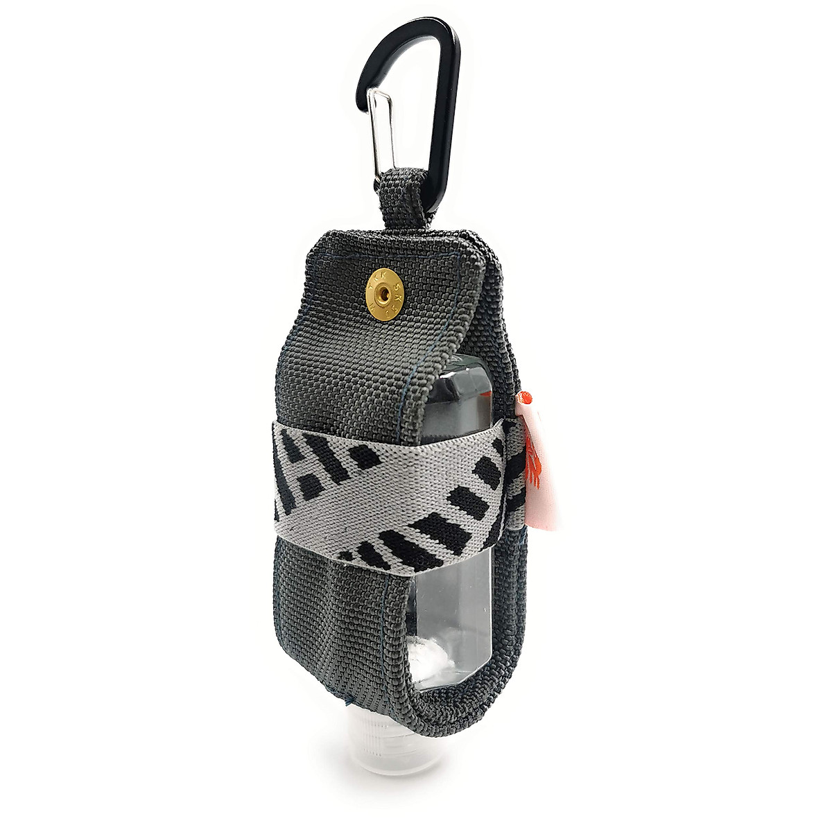 SUCHI Travel Size Hand Sanitizer Holder,Bottle Case and Carabiner Carrier bag-Portable Mini Waist Bag for Liquids Clip On Belt Loop,Backpack and Purse-Includes Empty 60ml/ 2 oz Reusable Bottle (Gray)