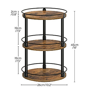 YATINEY 3-Tier Lazy Susan Organizer, Rotating Spice Rack, Spinning Organizer, Industrial Turntable Spice Rack Organizer for Cabinet, Kitchen Countertop, Pantry, Rustic Brown and Black SR23BR