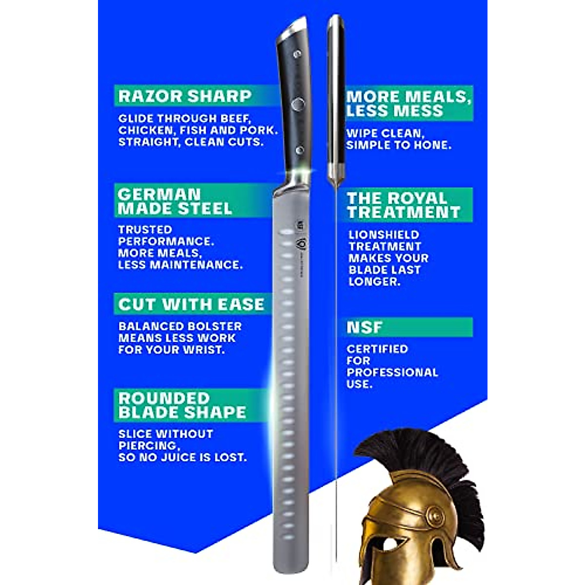 Dalstrong Slicing Knife - 12 inch - Gladiator Series Elite - Granton Edge - Forged High-Carbon German Steel Kitchen Knife - G10 Handle - Razor Sharp Carving Knife - w/Sheath - Slicer - NSF Certified