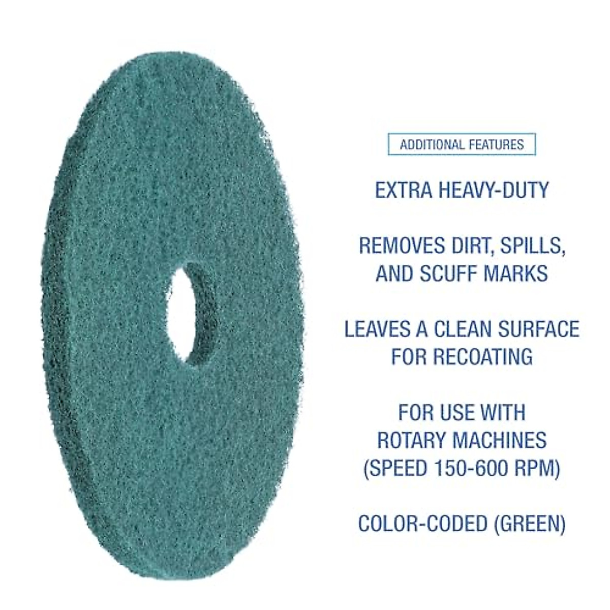 Boardwalk Heavy-Duty Scrubbing Floor Pads, 16" Diameter, Green, 5/Carton