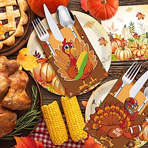 DADAPALS 30PCS Thanksgiving Table Decor Cutlery Holder Set - 6 Turkey Decorations Utensil Holder for Autumn Family Harvest Party Table Supplies