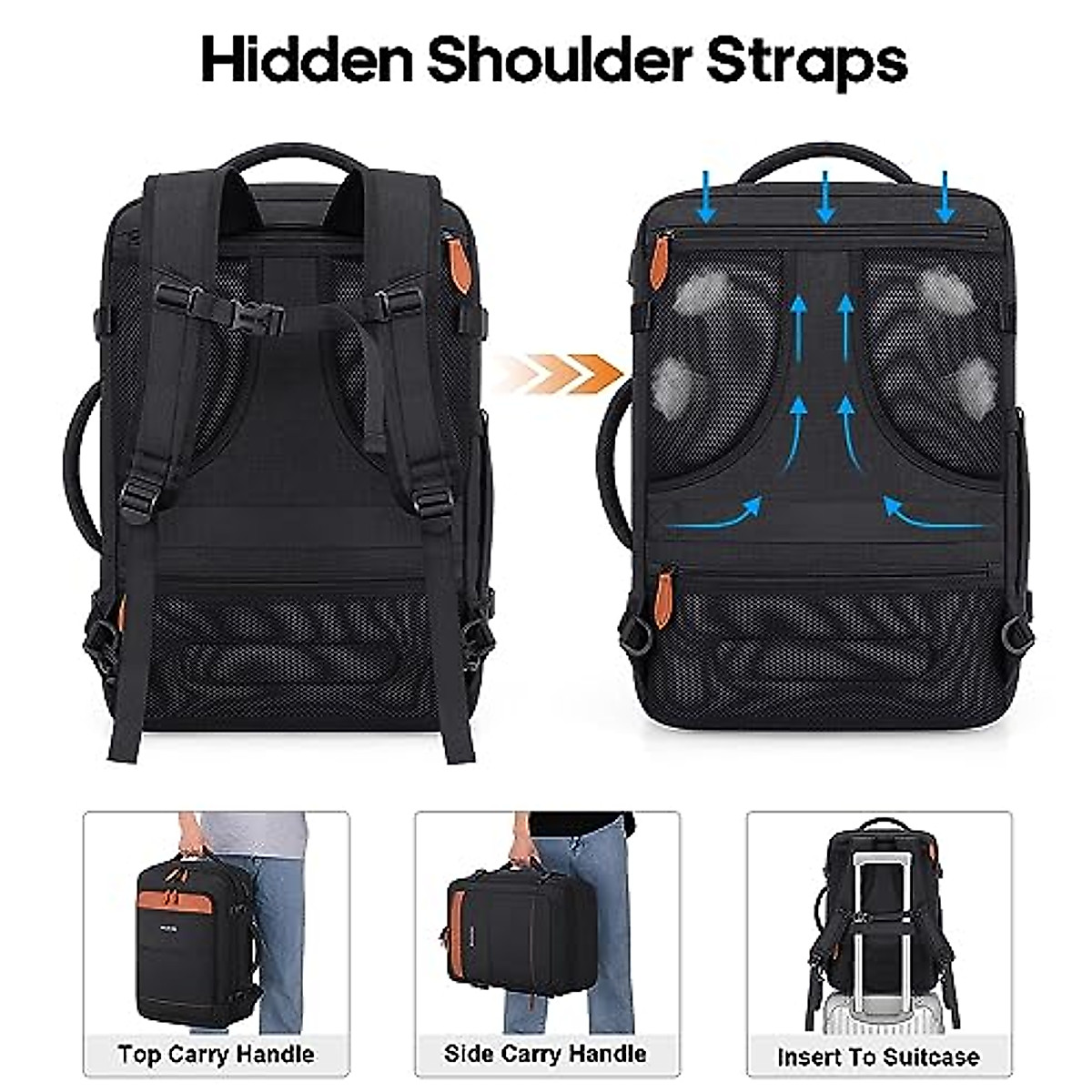 Bagsure Travel Backpack, 42L Carry on Backpack, Flight Approved Expandable Travel Backpack for Men&Women, Carry on Backpack, Luggage Daypack with Packing Cubes and Shoe Pocket, Large Travel Bags